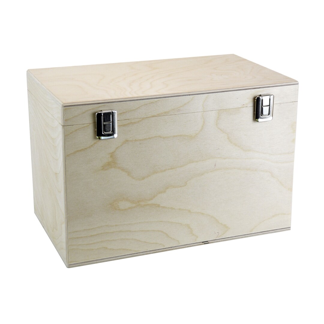 Large Wooden Crate With Hinged Lid and Intermediate Floor Black Stained ...