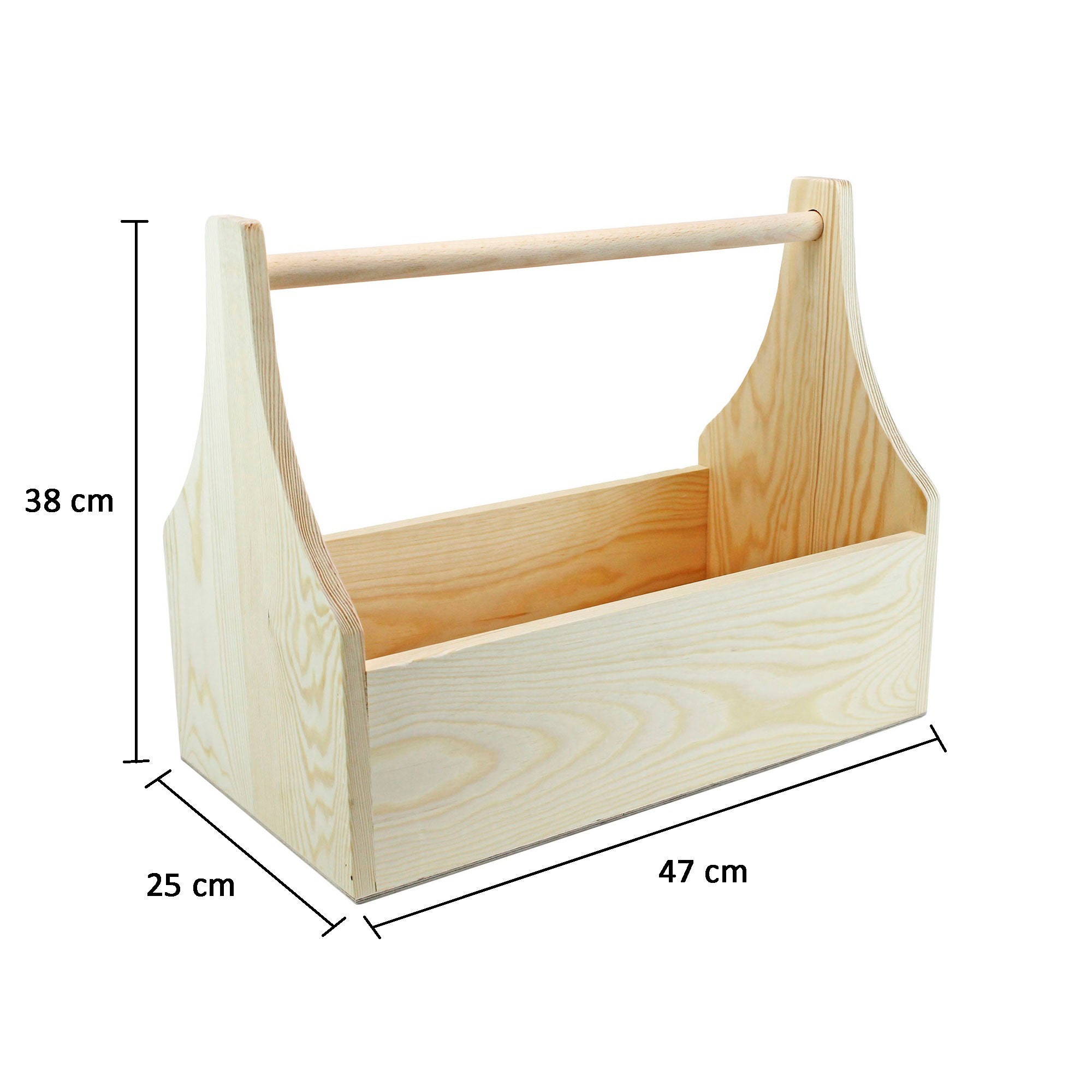 Tool Box Made of Wood Natural With Handle 3XL 47x25x38cm Caretaker Box ...