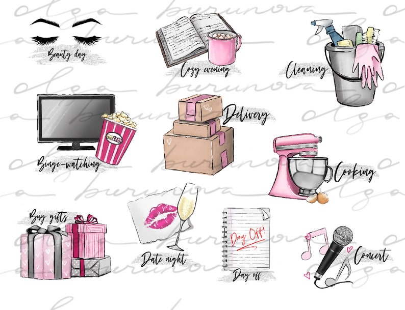 Sticker Clipart Commercial Use Planner Icons Printable Planner Stickers 