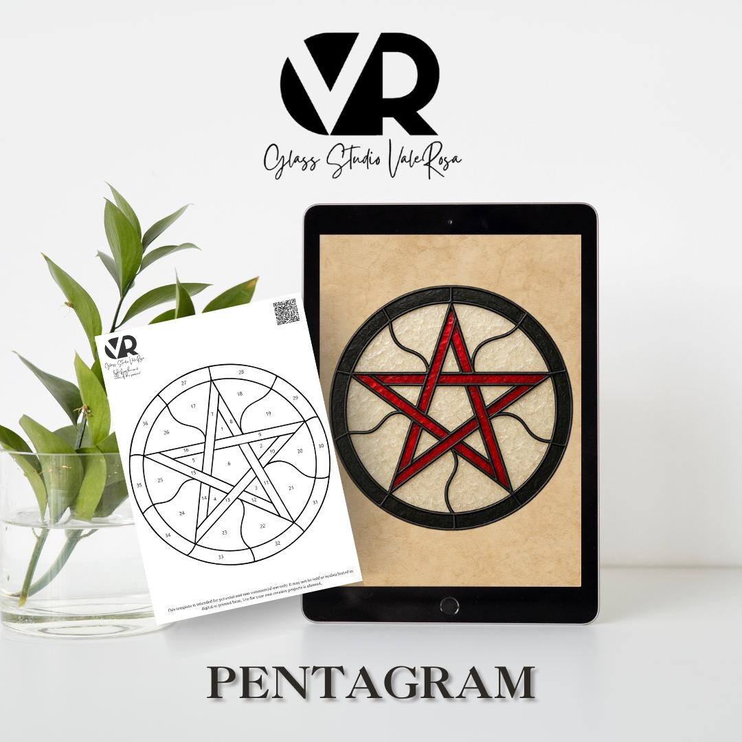 Pentagram Stained Glass Template – Digital Download, PNG, JPEG Pattern ...