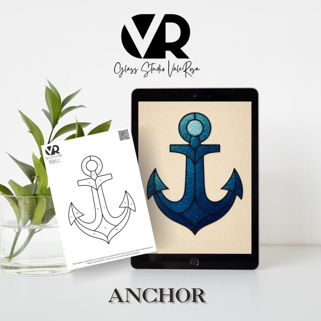 Anchor Stained Glass Template – Digital Download, PNG, JPEG Pattern for ...
