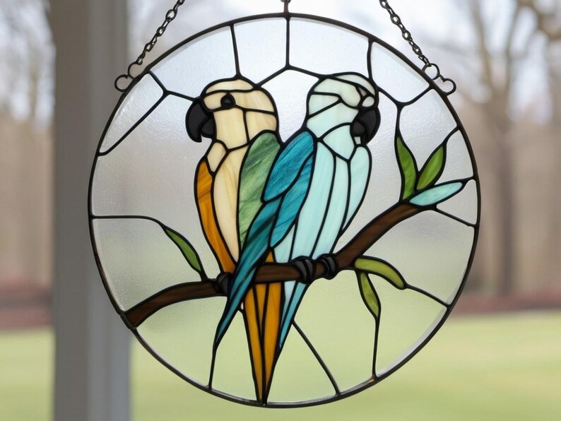 Parrot Stained Glass Template – Digital Download, PNG, JPEG Pattern for ...