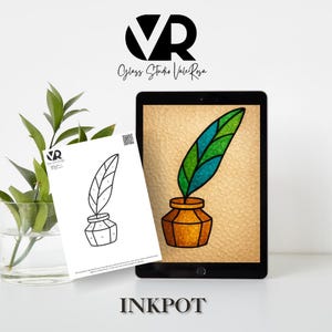 Inkpot Stained Glass Template – Digital Download, PNG, JPEG Pattern for ...