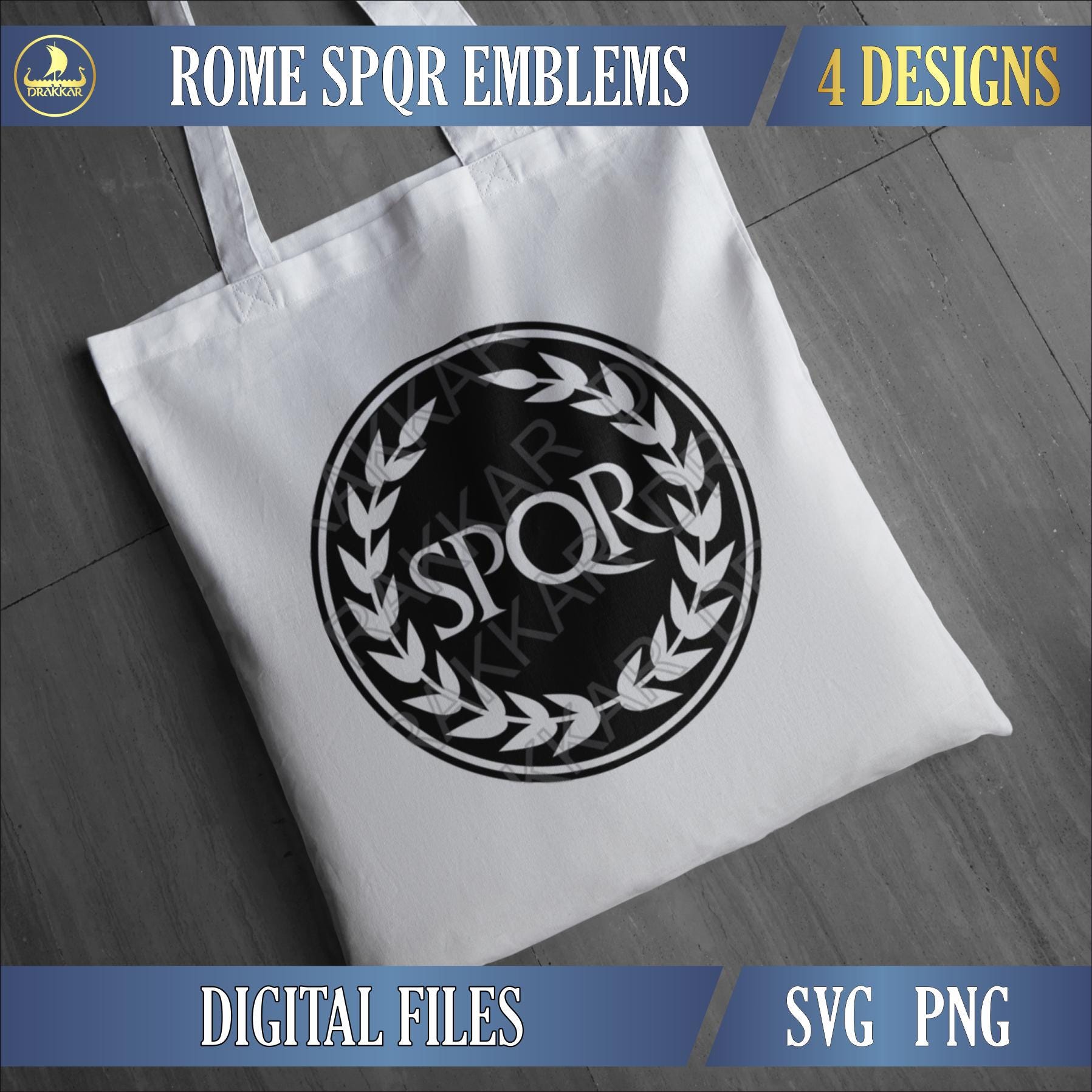 SPQR Roman Legion Emblems SVG PNG | Ancient Rome Standard Laurel Wreath ...