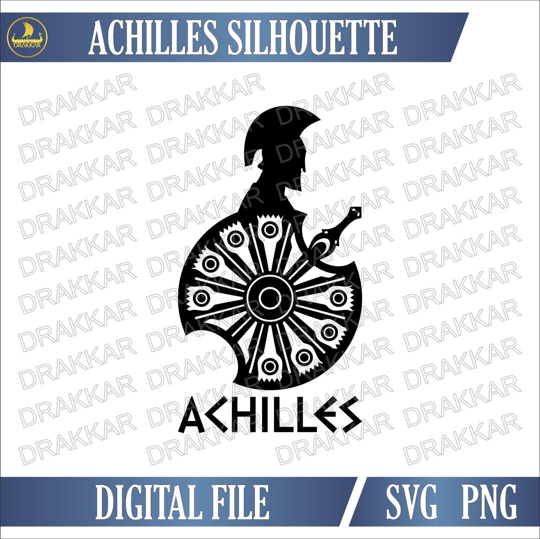 Achilles Greek Mythology Silhouette SVG PNG | Iliad Greece Hero Shield ...