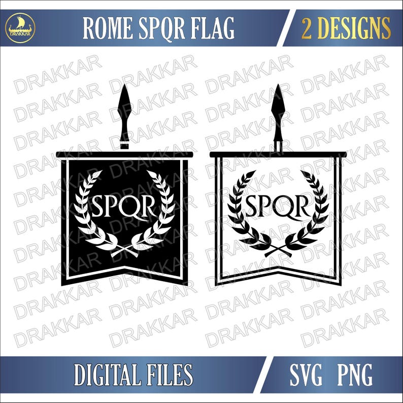 SPQR Roman Standard Banner SVG PNG | Ancient Rome Legion Laurel Flag ...