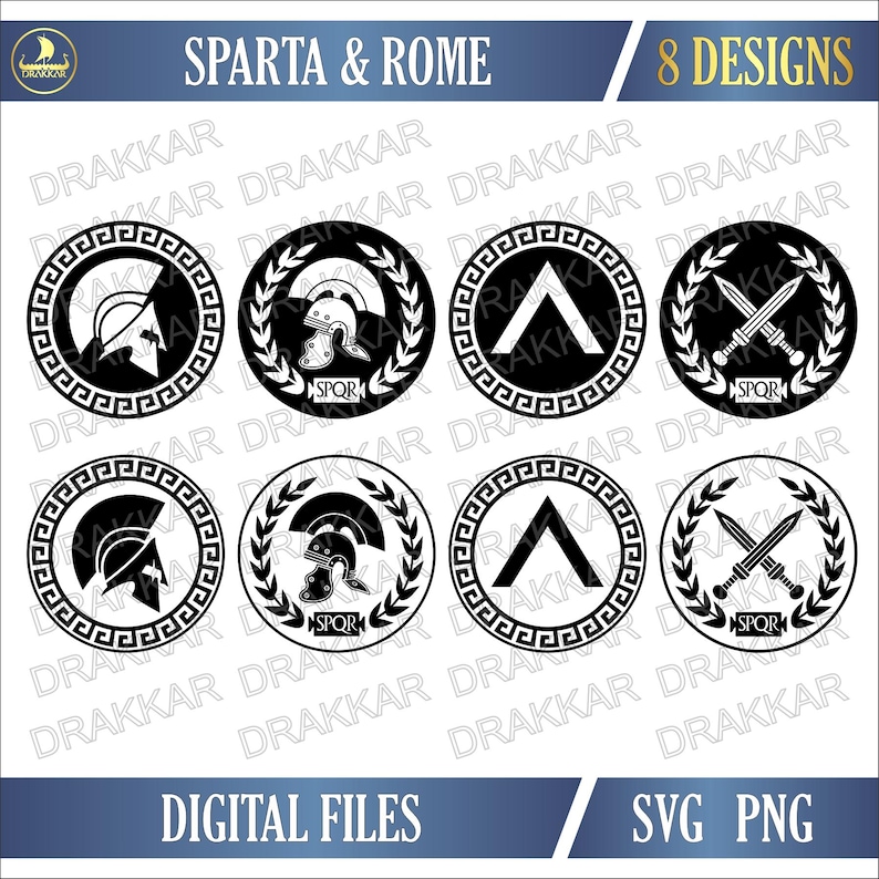 Spartan & Roman Army Emblems SVG PNG | Ancient Rome and Greece Armor - Etsy
