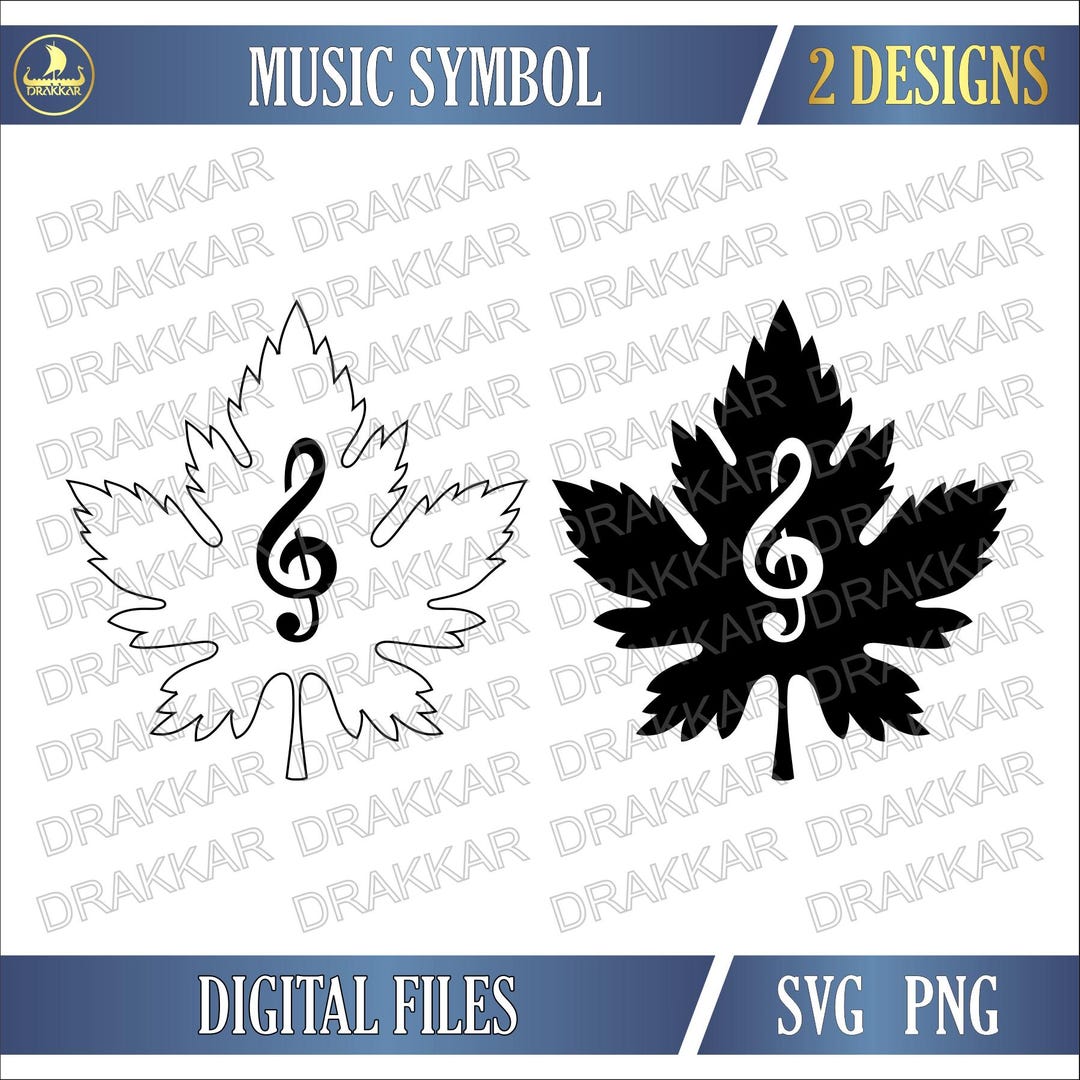 Music Note Maple Leaf SVG PNG | Treble Clef Autumn Fall Design - Etsy