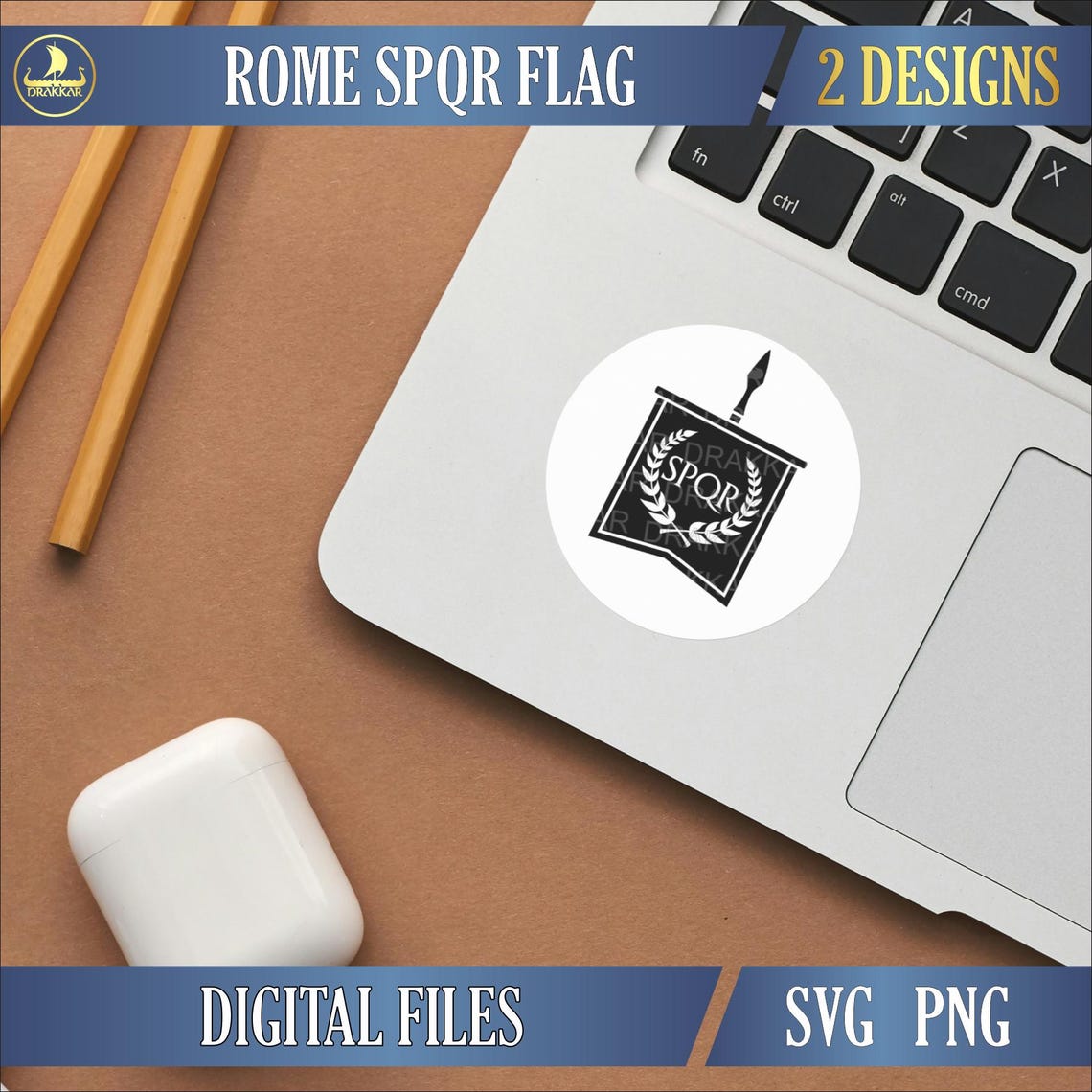 SPQR Roman Standard Banner SVG PNG | Ancient Rome Legion Laurel Flag ...
