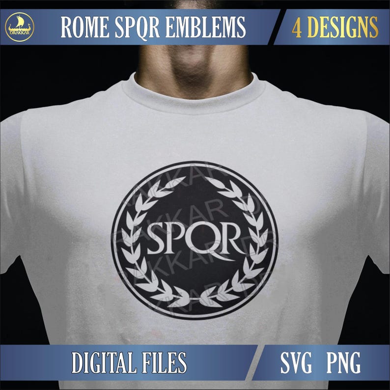 SPQR Roman Legion Emblems SVG PNG | Ancient Rome Standard Laurel Wreath ...