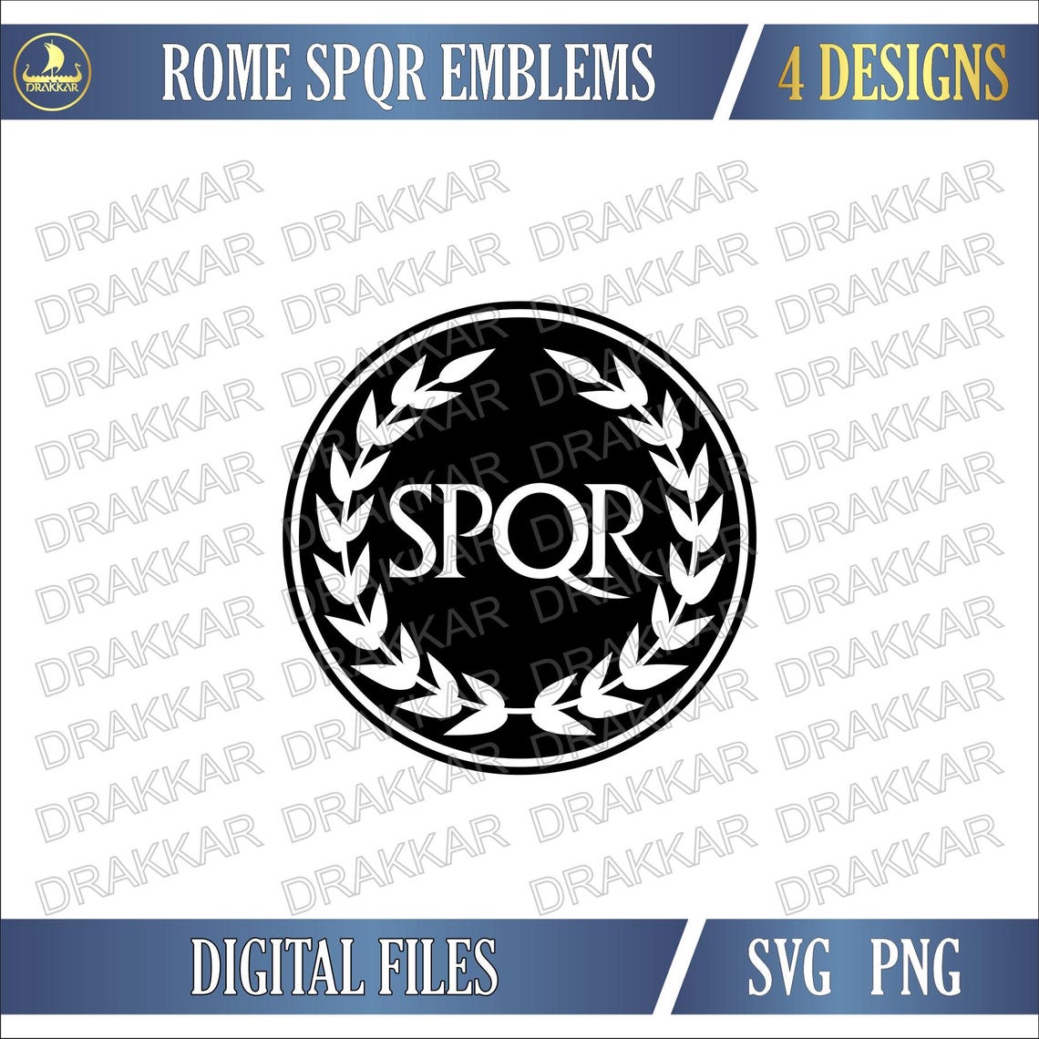 SPQR Roman Legion Emblems SVG PNG | Ancient Rome Standard Laurel Wreath ...