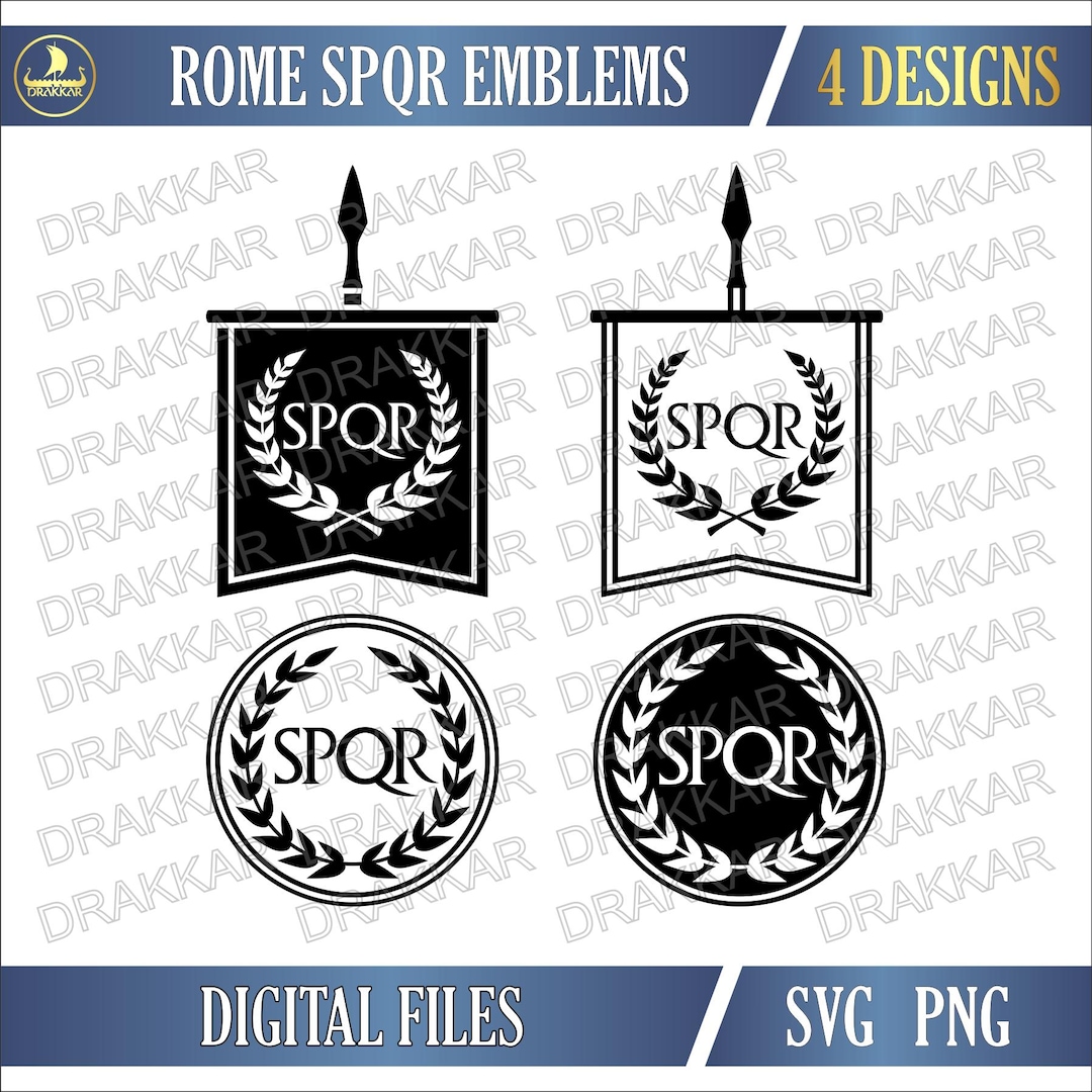 SPQR Roman Legion Emblems SVG PNG | Ancient Rome Standard Laurel Wreath ...