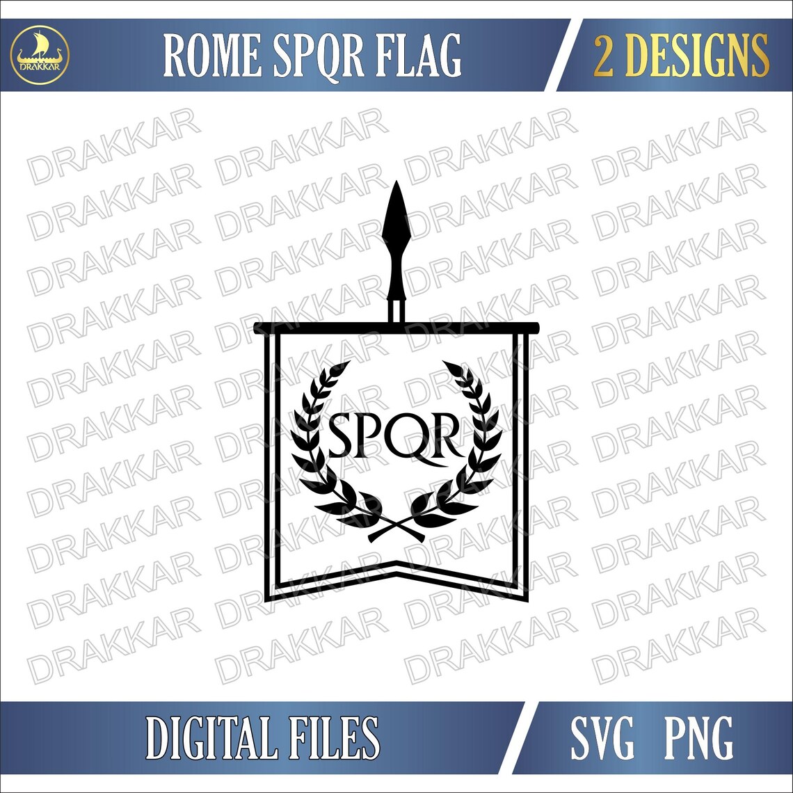 SPQR Roman Standard Banner SVG PNG | Ancient Rome Legion Laurel Flag ...
