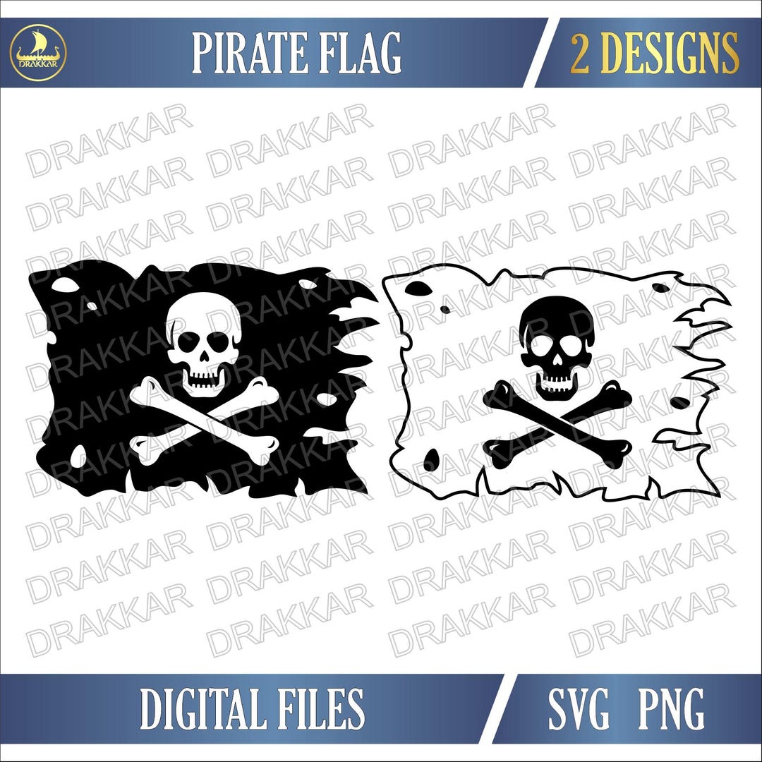 Pirate Flag Jolly Roger SVG PNG | Skull Crossbones Tattered Vintage - Etsy