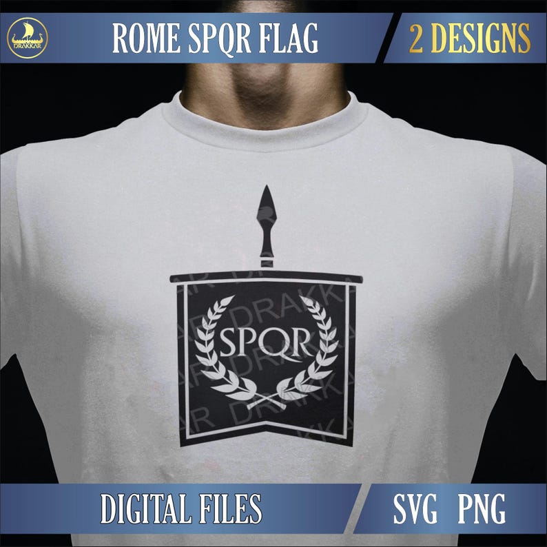 SPQR Roman Standard Banner SVG PNG | Ancient Rome Legion Laurel Flag ...