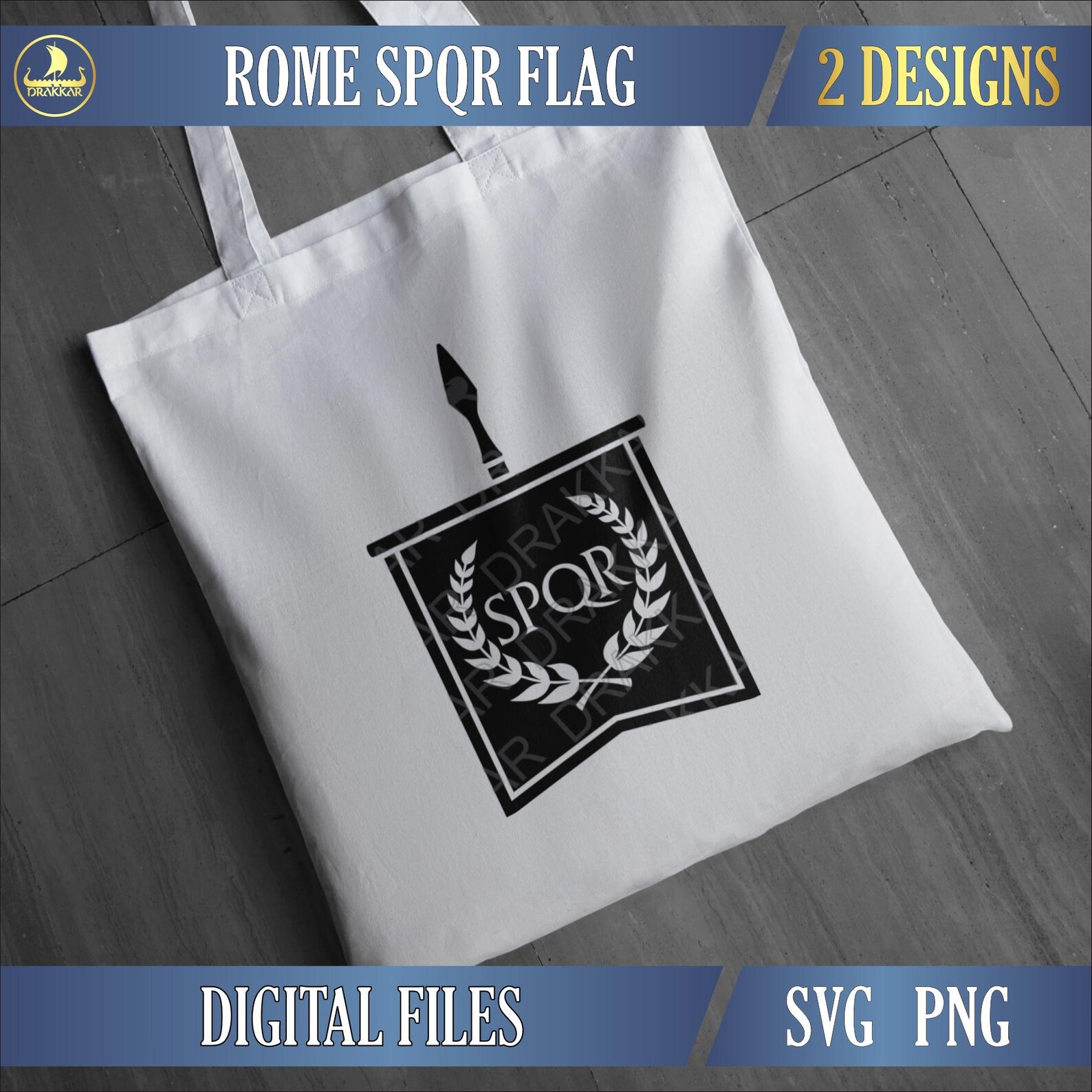 SPQR Roman Standard Banner SVG PNG | Ancient Rome Legion Laurel Flag ...