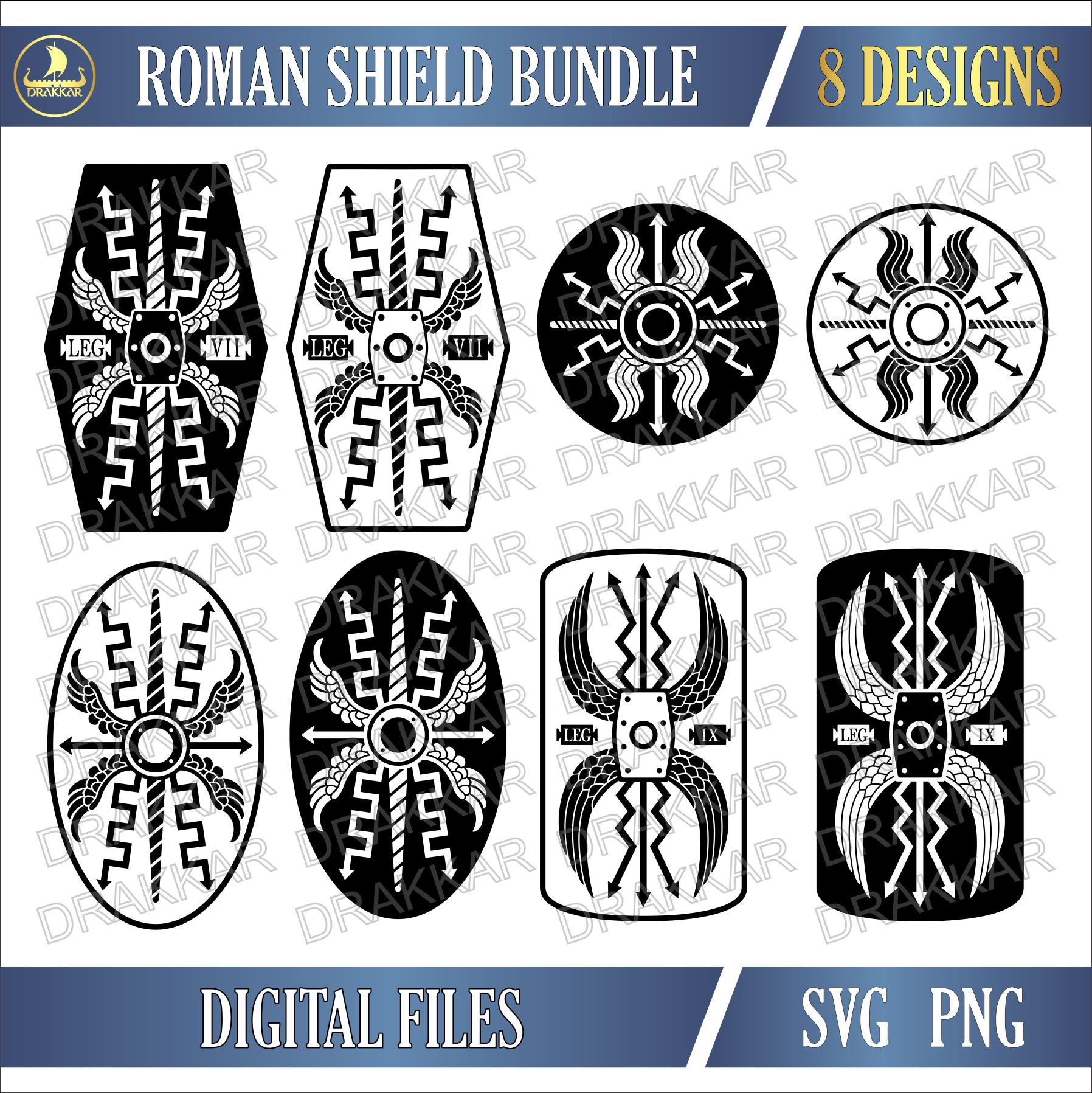 Roman Legionary Shield Bundle SVG PNG | Scutum Parma Thureos Historical ...