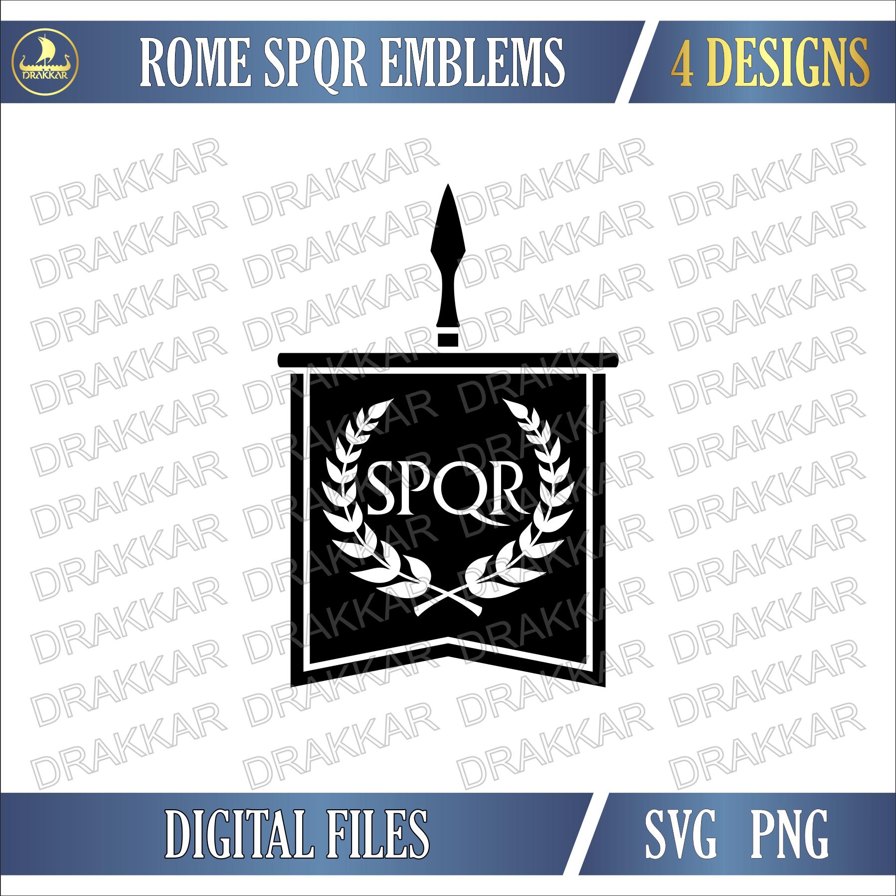 SPQR Roman Legion Emblems SVG PNG | Ancient Rome Standard Laurel Wreath ...