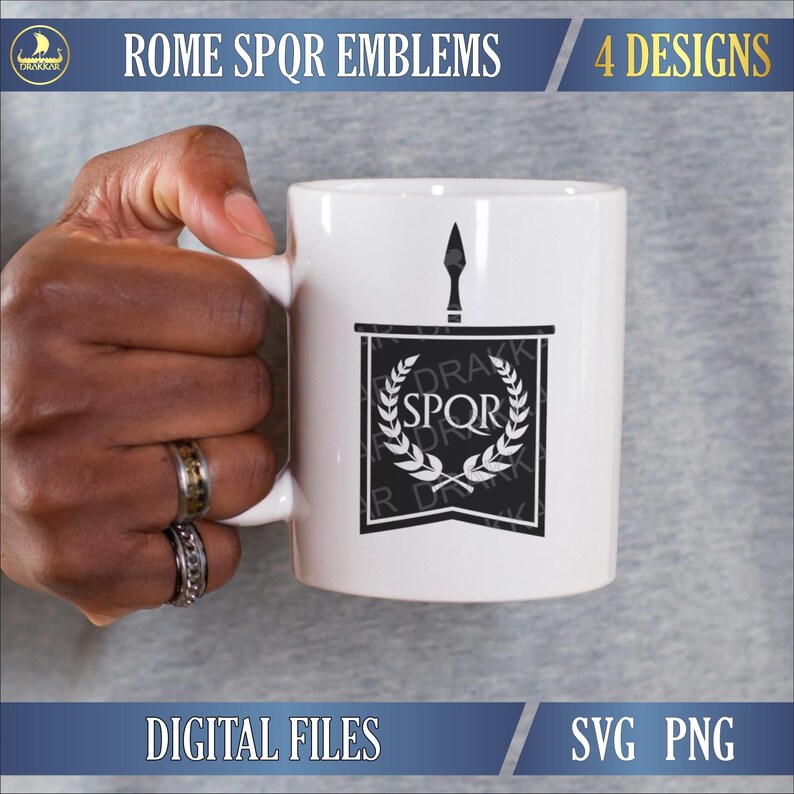 SPQR Roman Legion Emblems SVG PNG | Ancient Rome Standard Laurel Wreath ...