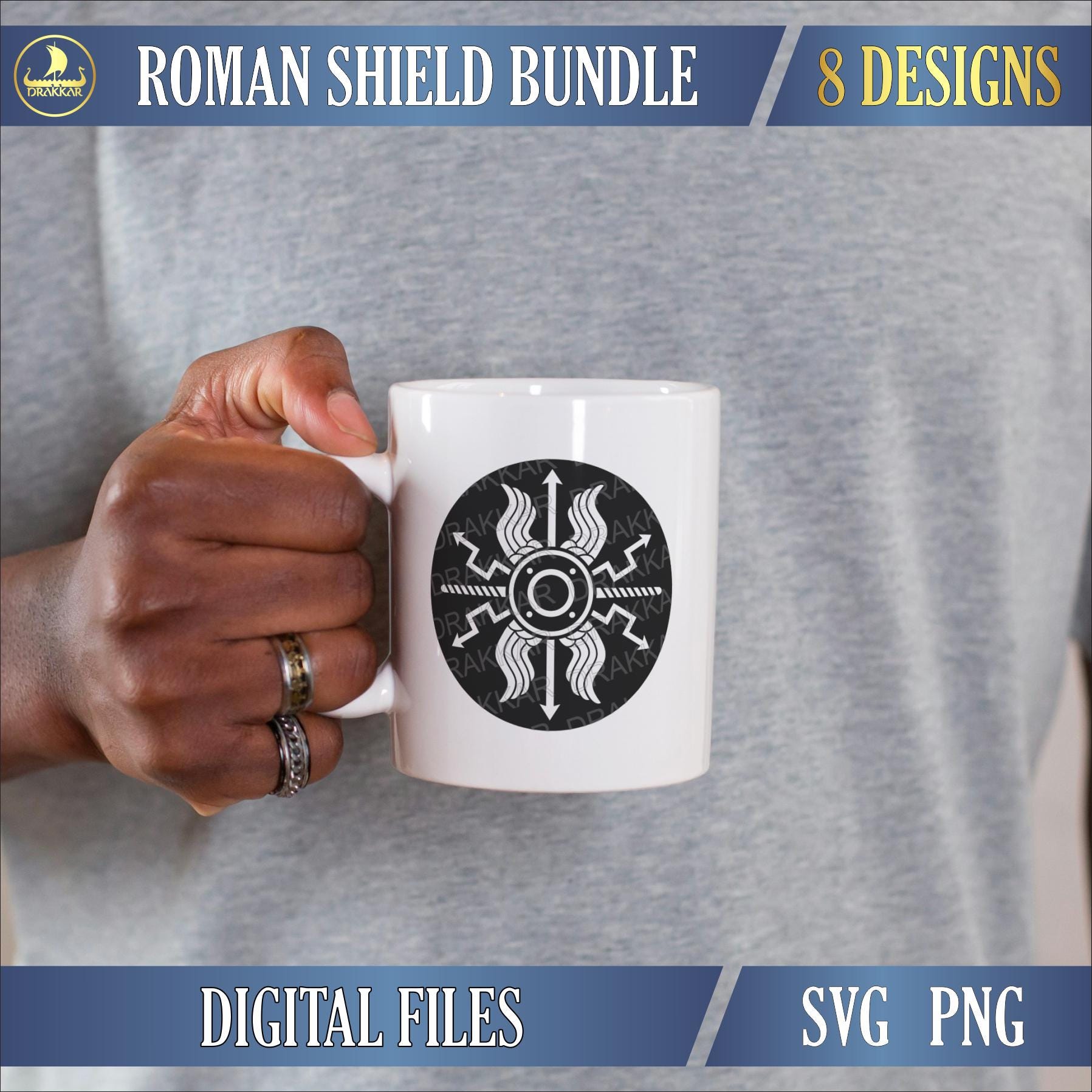 Roman Legionary Shield Bundle SVG PNG | Scutum Parma Thureos Historical ...