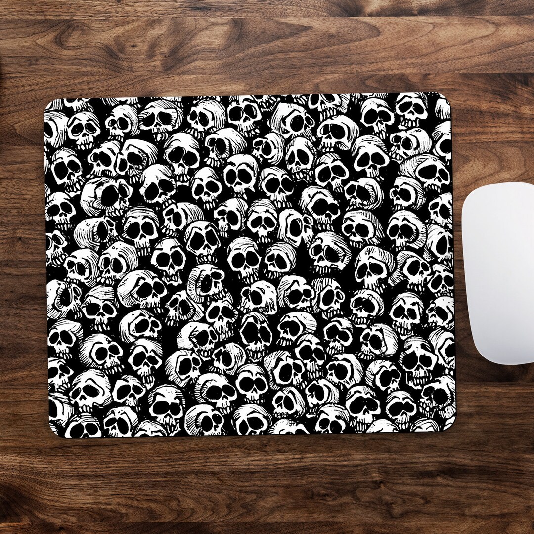 Skulls Goth Pattern Computer Mouse Mat, PC Desktop Laptop Dark Gothic ...