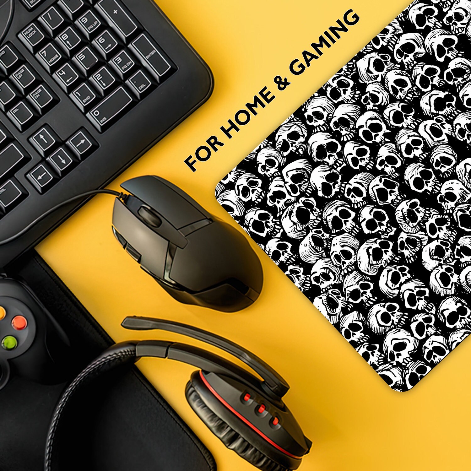 Skulls Goth Pattern Computer Mouse Mat, PC Desktop Laptop Dark Gothic ...