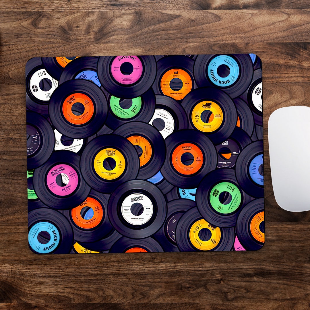 Old Vinyl Discs Pattern Computer Mouse Mat PC Desktop Laptop Vinyl ...