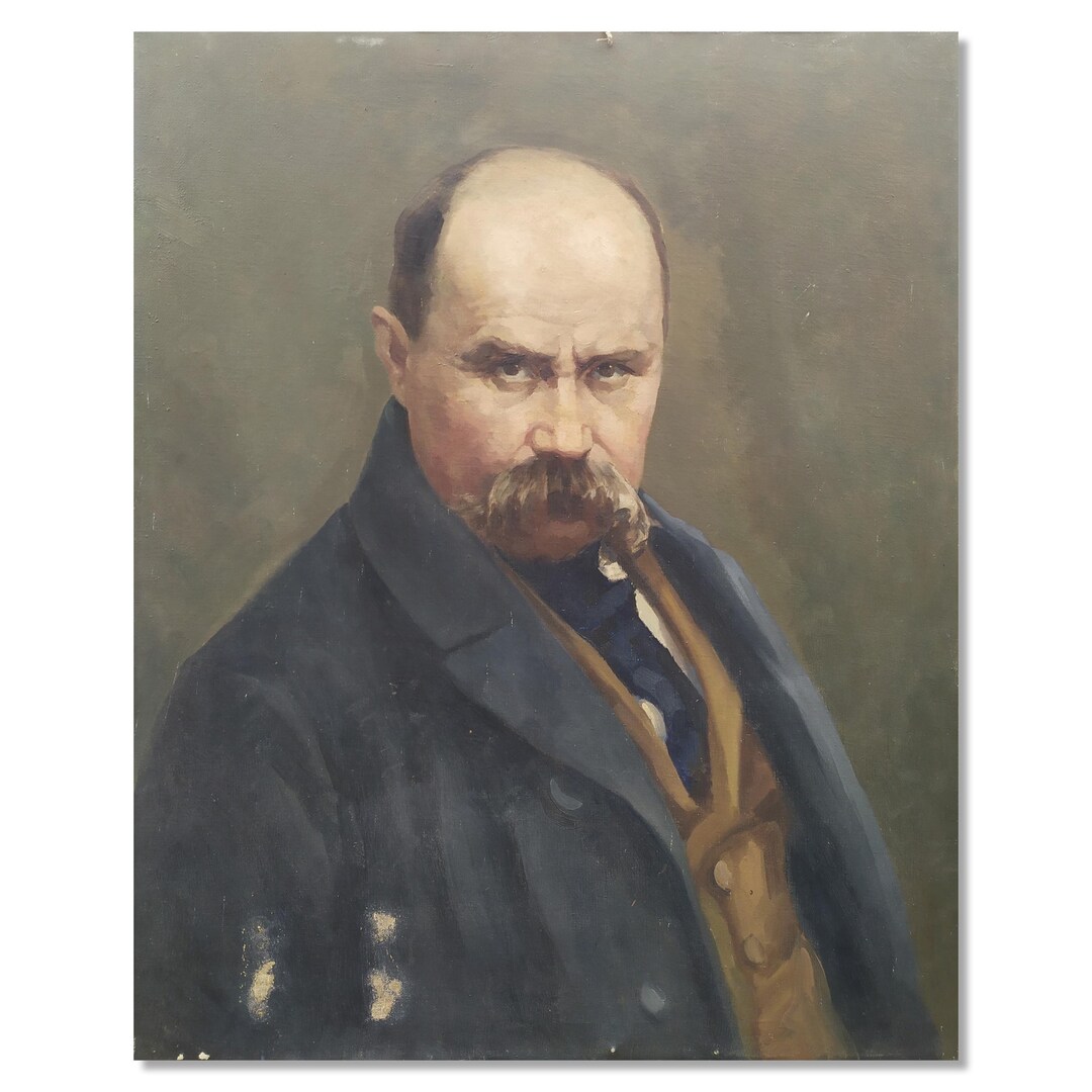 Timeless Beauty: Professional, Vintage Oil on Canvas, Portrait of Taras ...