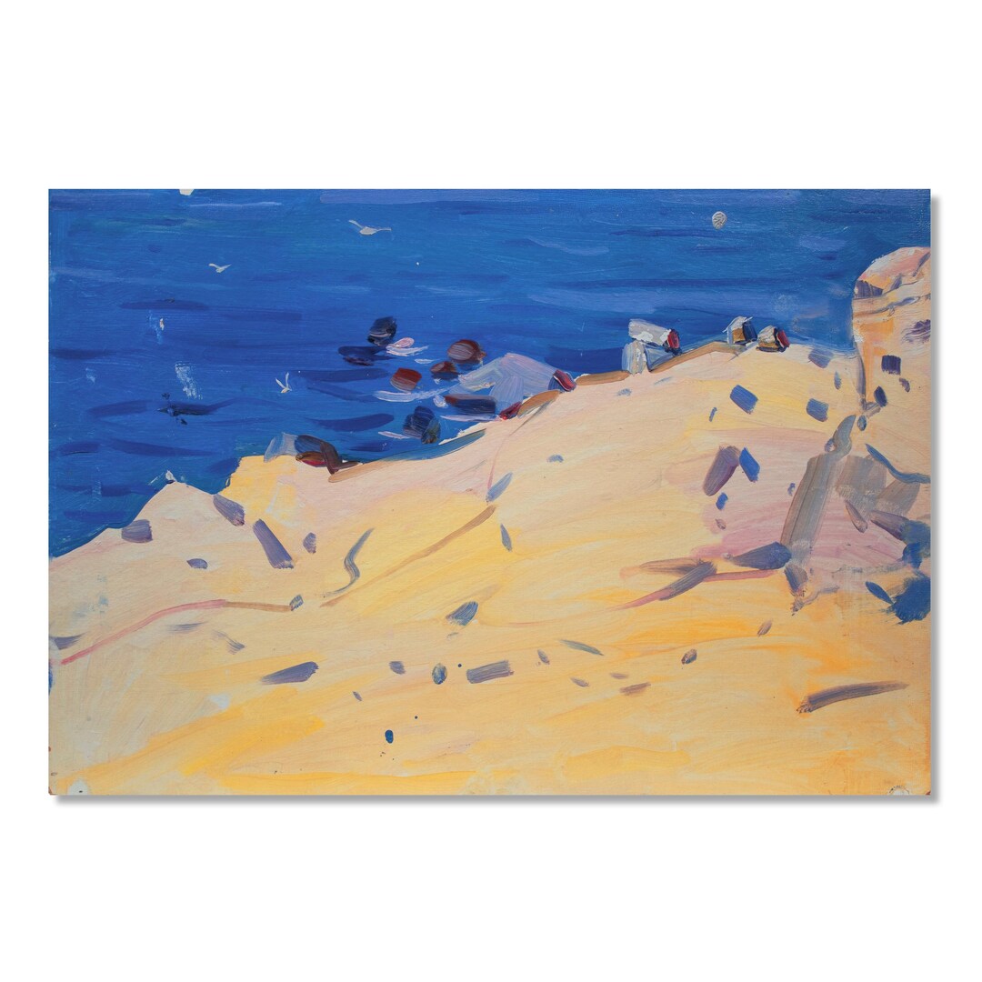 Ocean Painting – Oil on Cardboard Seascape, Vintage Original “blue ...