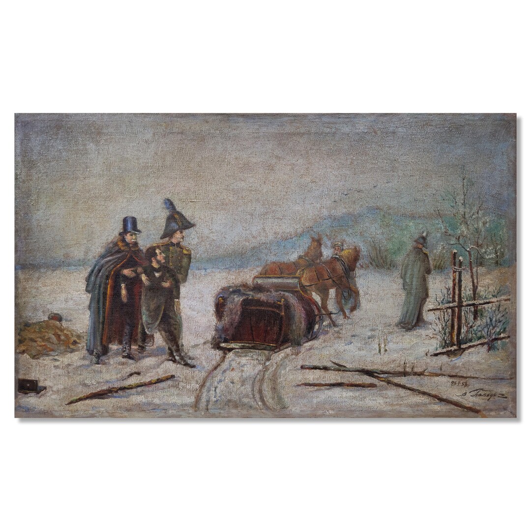 Antique Reproduction | Vintage Genre Oil Painting | Pushkin Vs. Dantes ...