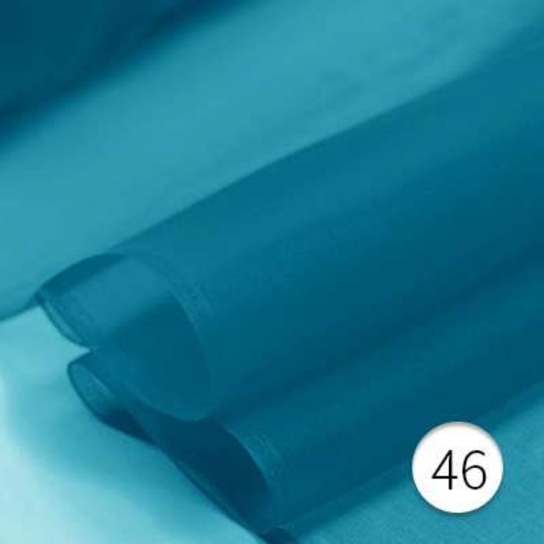 100% Silk Organza Fabric Sold by the Yard 5mm 140cm Width 54 Cyan Color ...