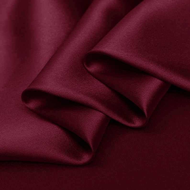 100% Silk Red Wine Color 19mm Silk Satin Fabric for Dress Shirts ...
