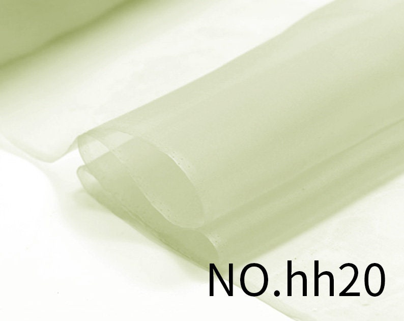 5mm Silk Organza Fabric 140cm Width Green Color Range Dark Green Sell ...