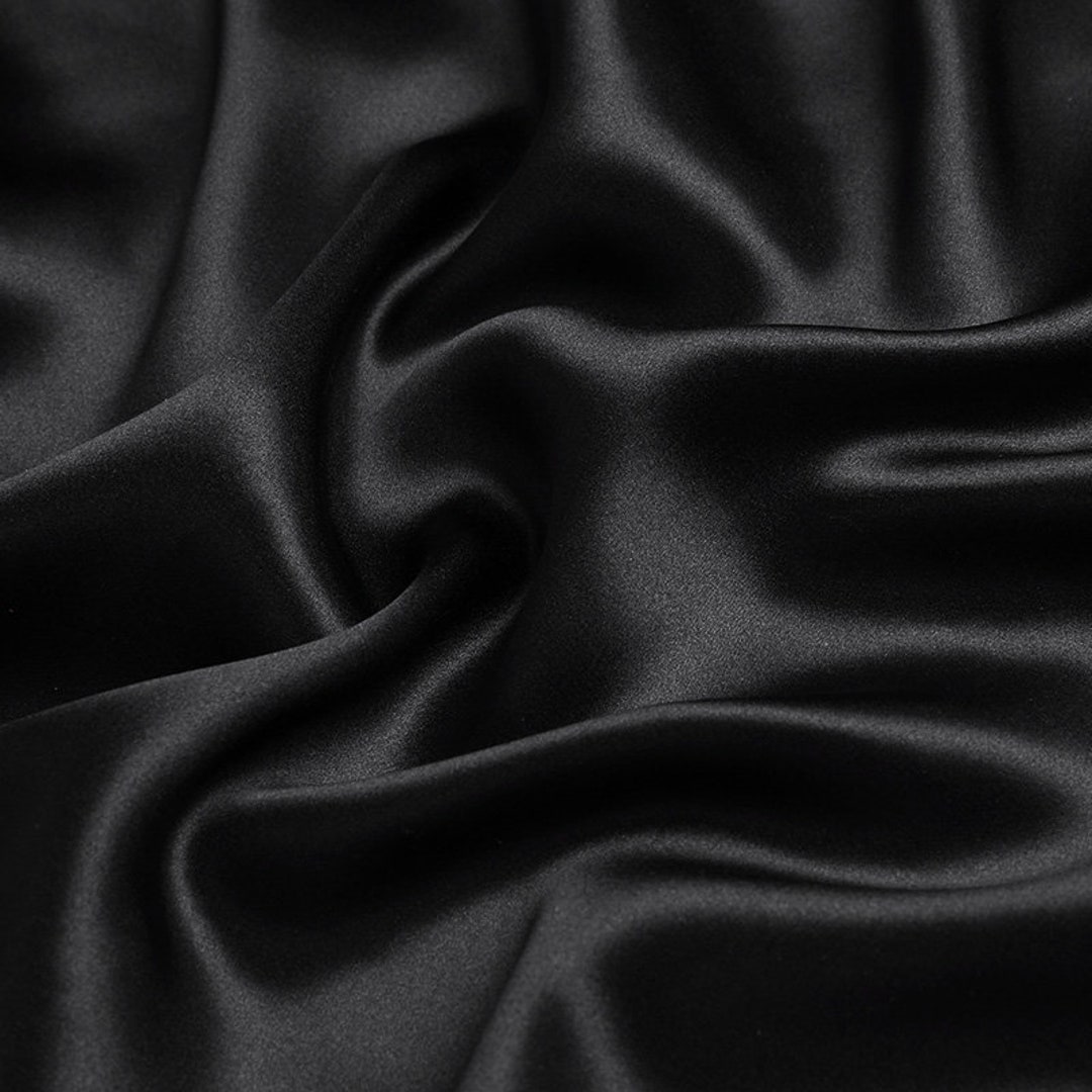 100% Silk Black Color 19mm Silk Satin Fabric for Dress Shirts, Pajamas ...