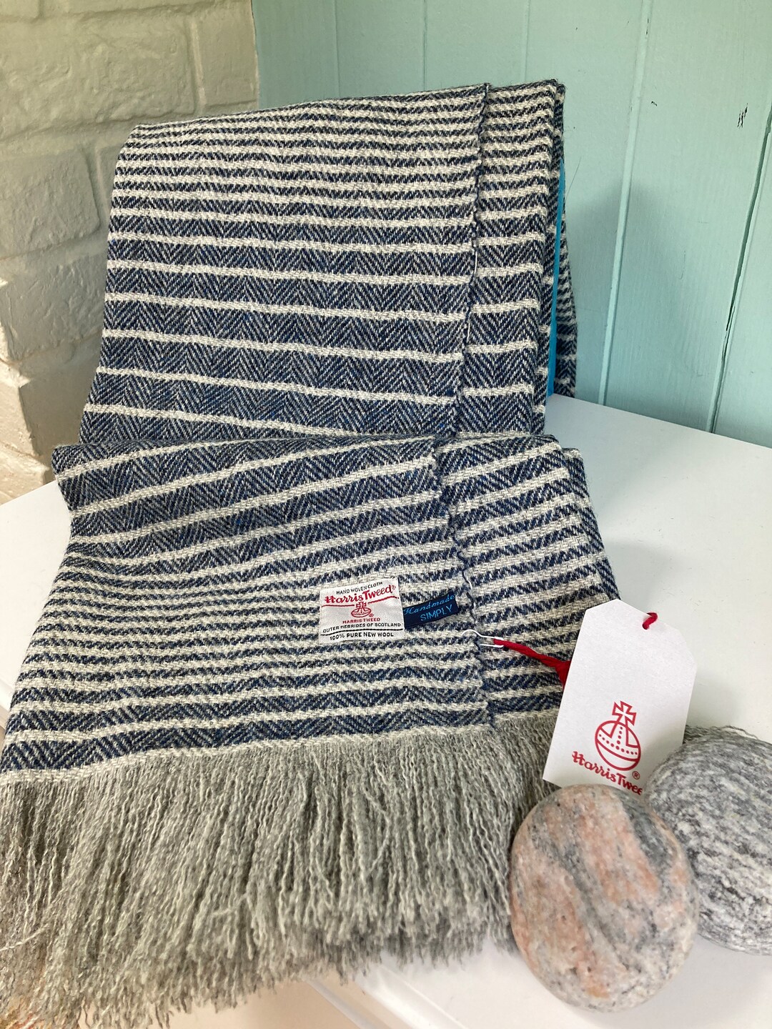 Harris Tweed Throw: Handwoven Wool Shawl With Fringe - Etsy