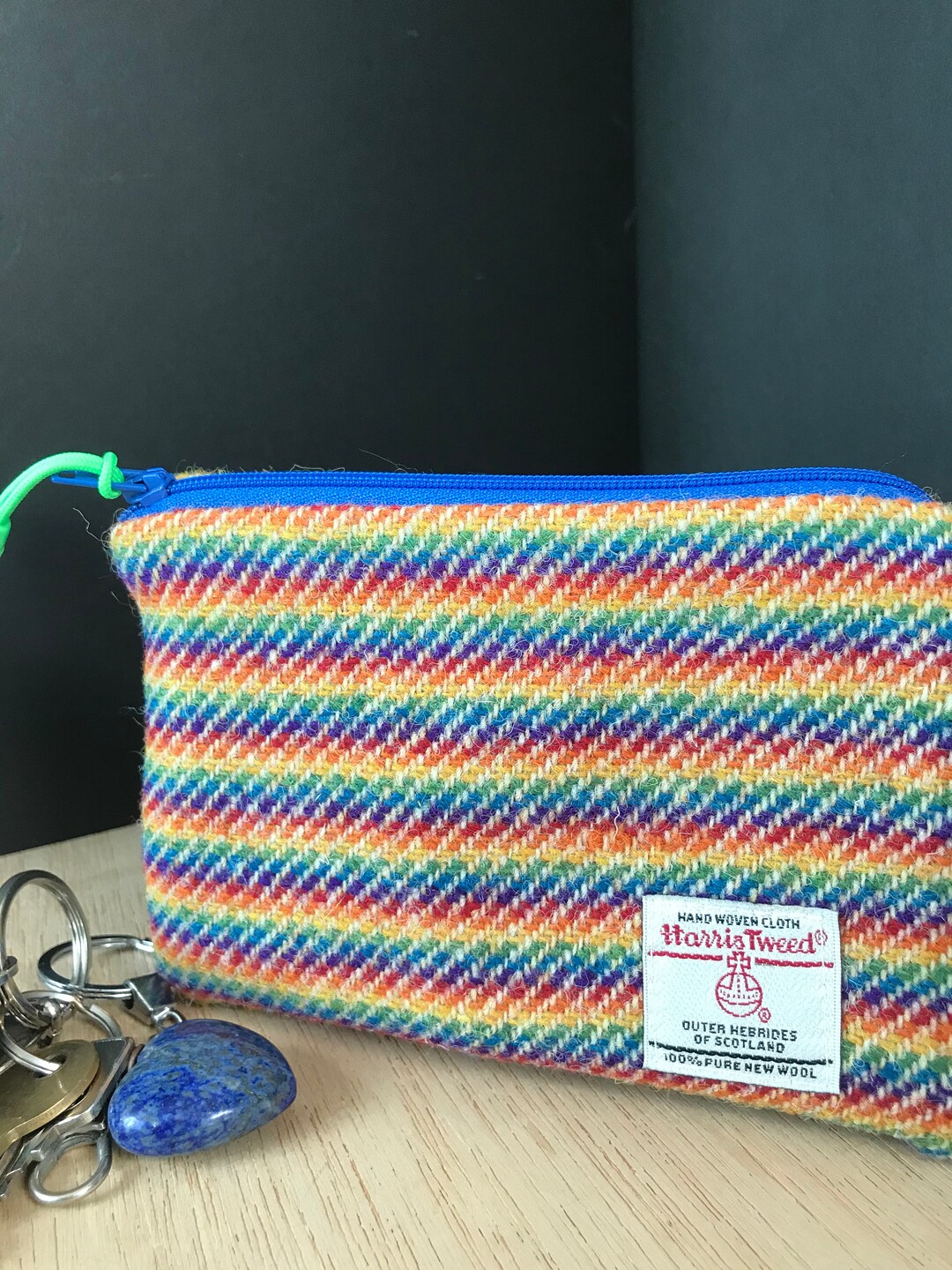 Harris Tweed Wool Coin Purse: Herringbone Weave, Liberty Cotton Lined ...
