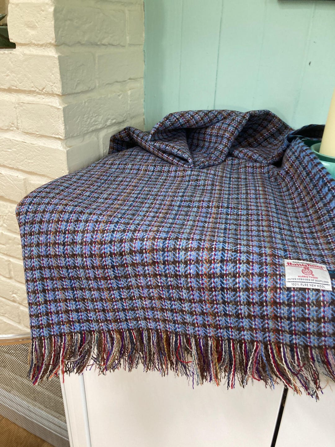 Harris Tweed Throw: Pure Wool Fringed Shawl - Etsy