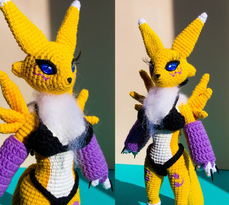 Renamon Crochet Furry Doll: Poseable Anthro Plush - Etsy