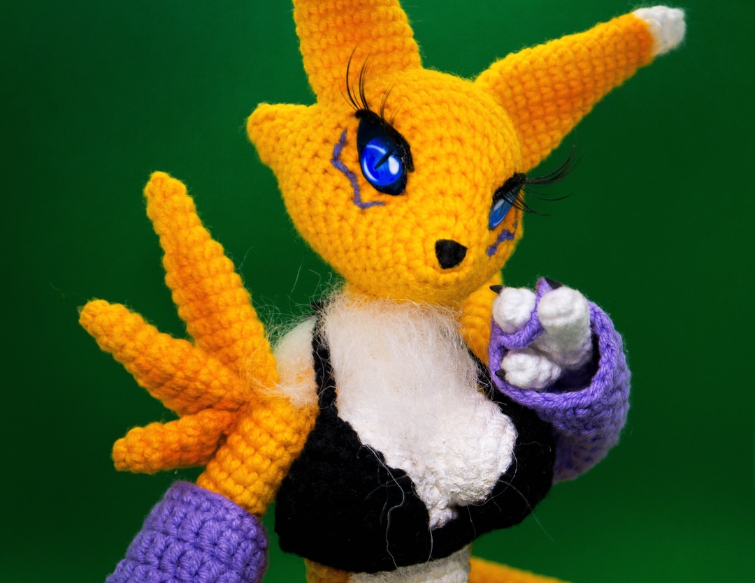 Renamon Crochet Furry Doll: Poseable Anthro Plush - Etsy