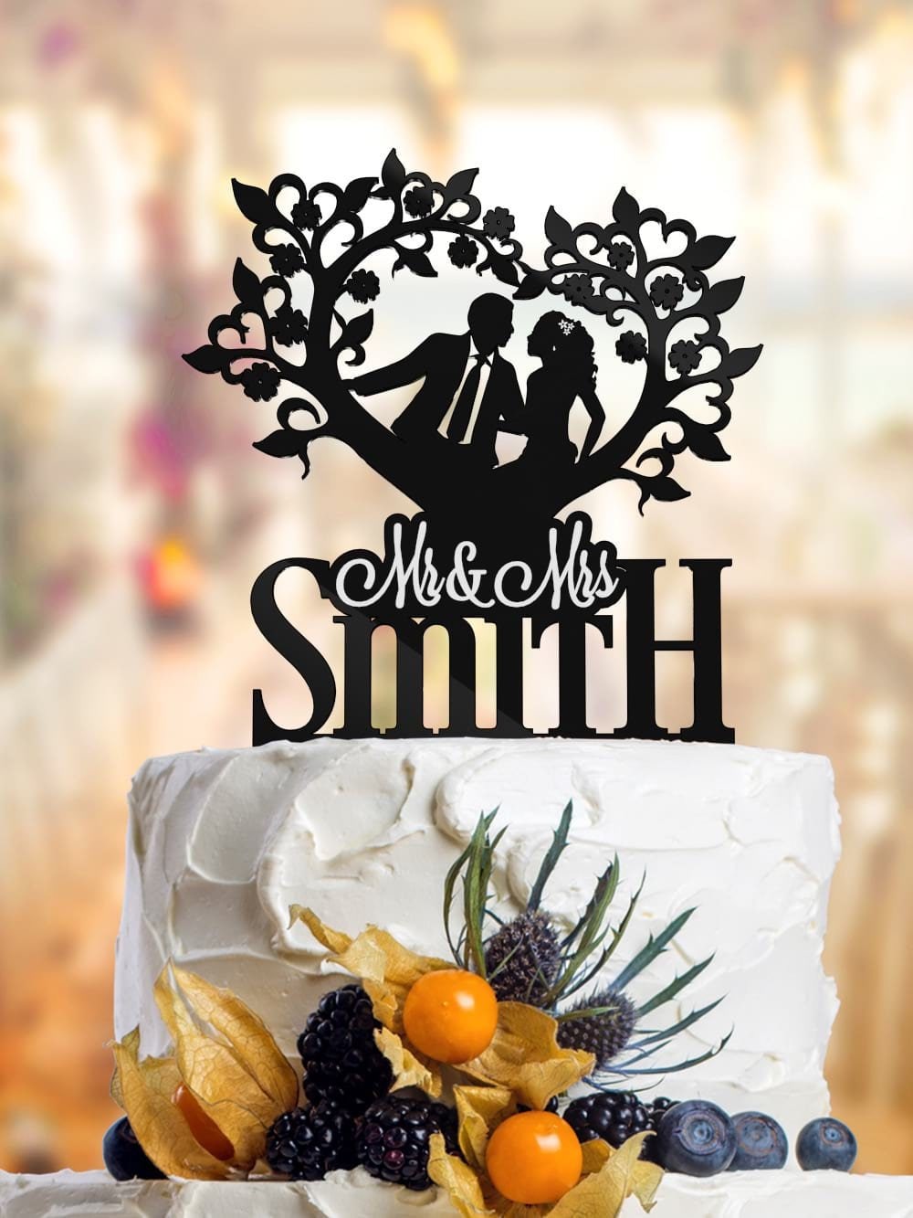 Personalized Wedding Cake Topper: Bride, Groom & Love Tree - Etsy