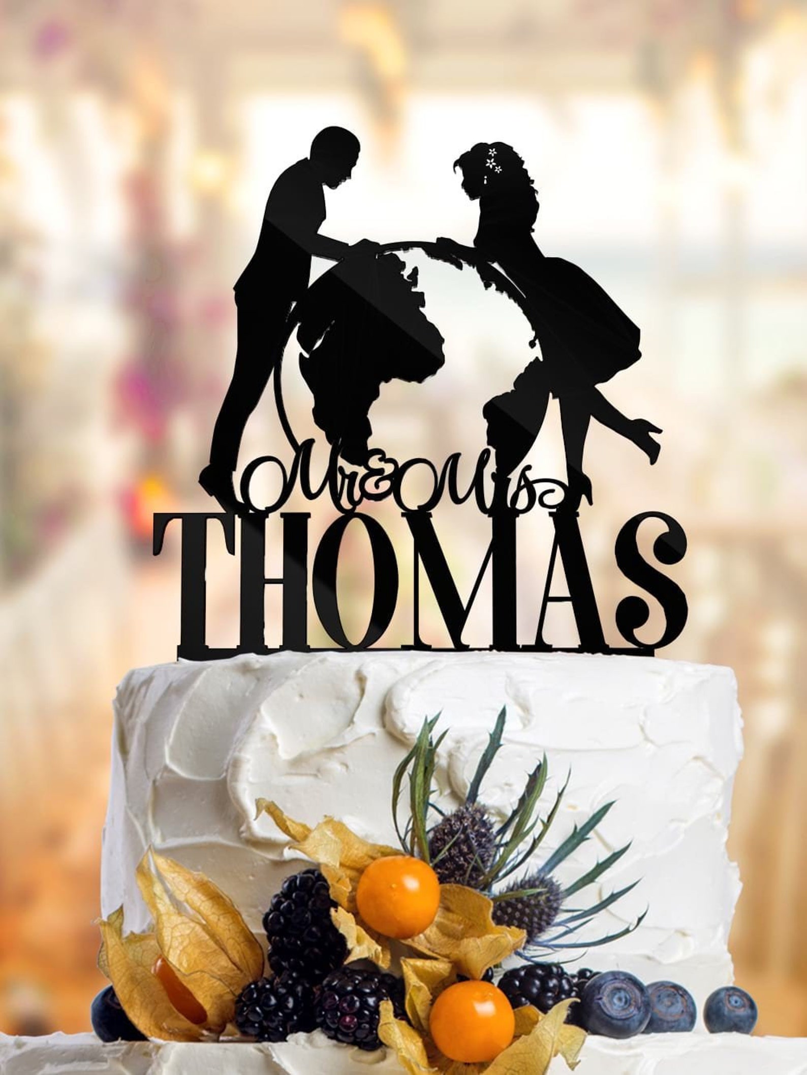 Personalized Wedding Cake Topper Silhouette With Custom - Etsy