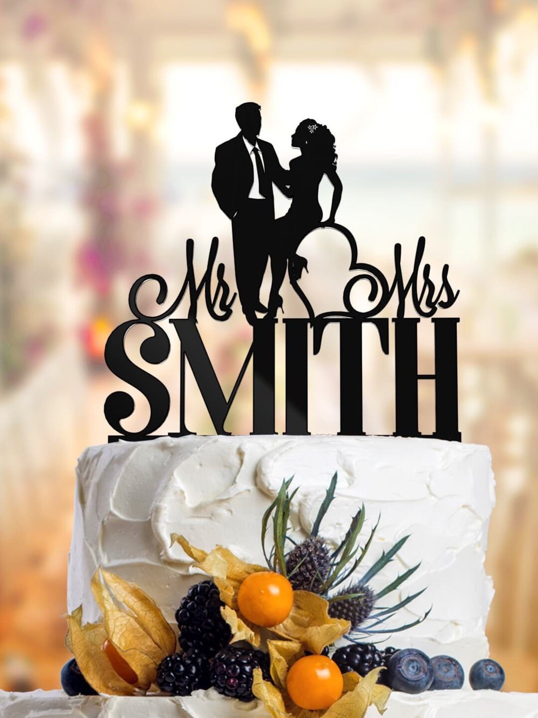 Wedding Cake Topper Silhouette With Personalized Hairstyle, Custom ...