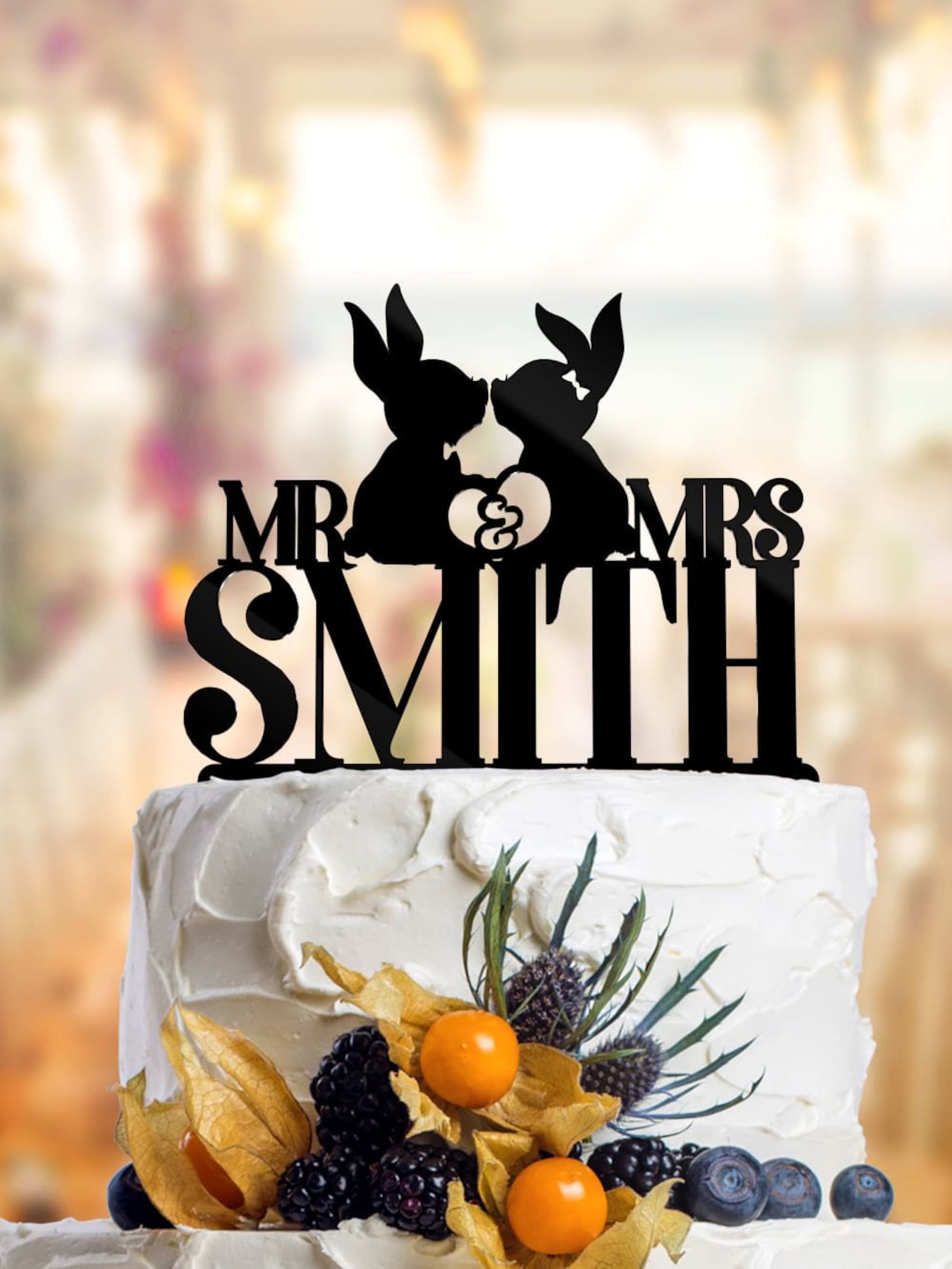 Wedding Caker Topper With Couple of Rabbits, Rabbit Cake Topper, Rabbit ...