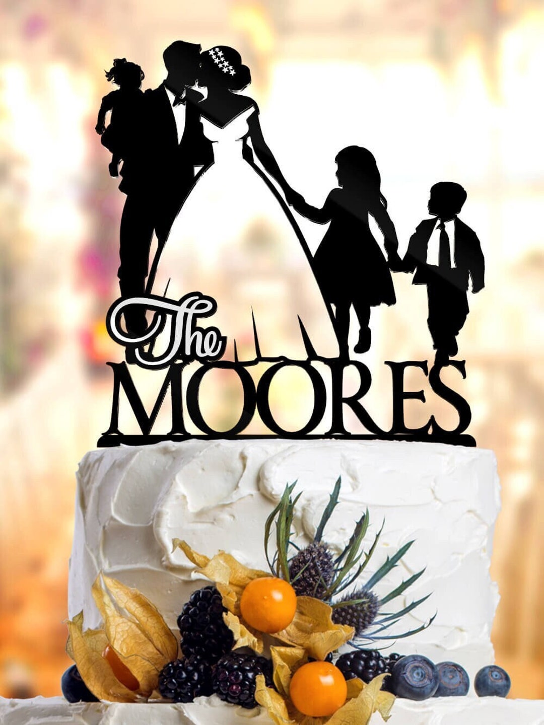 Family Cake Topper, Wedding Cake Topper With Children, Couple Cake ...