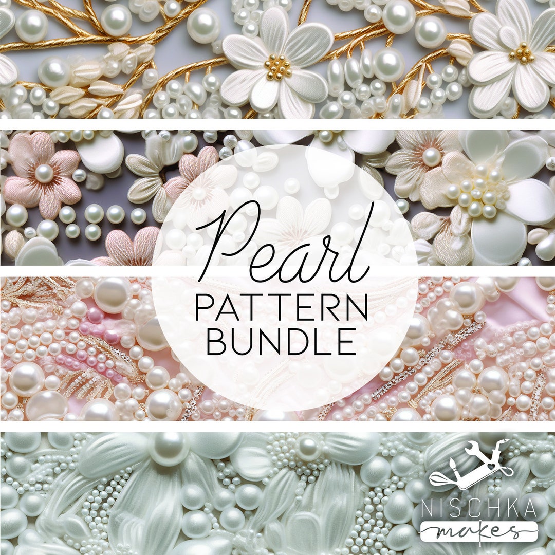 Pearl Embroidery Seamless Digital Papers Bridal Pattern Bundle File for ...