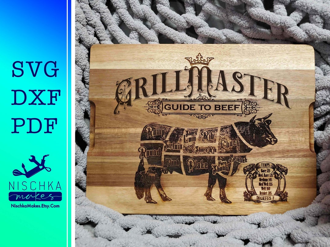 Vector File Beef Cuts and Temperatures Grill Master Cutting Board Gift ...