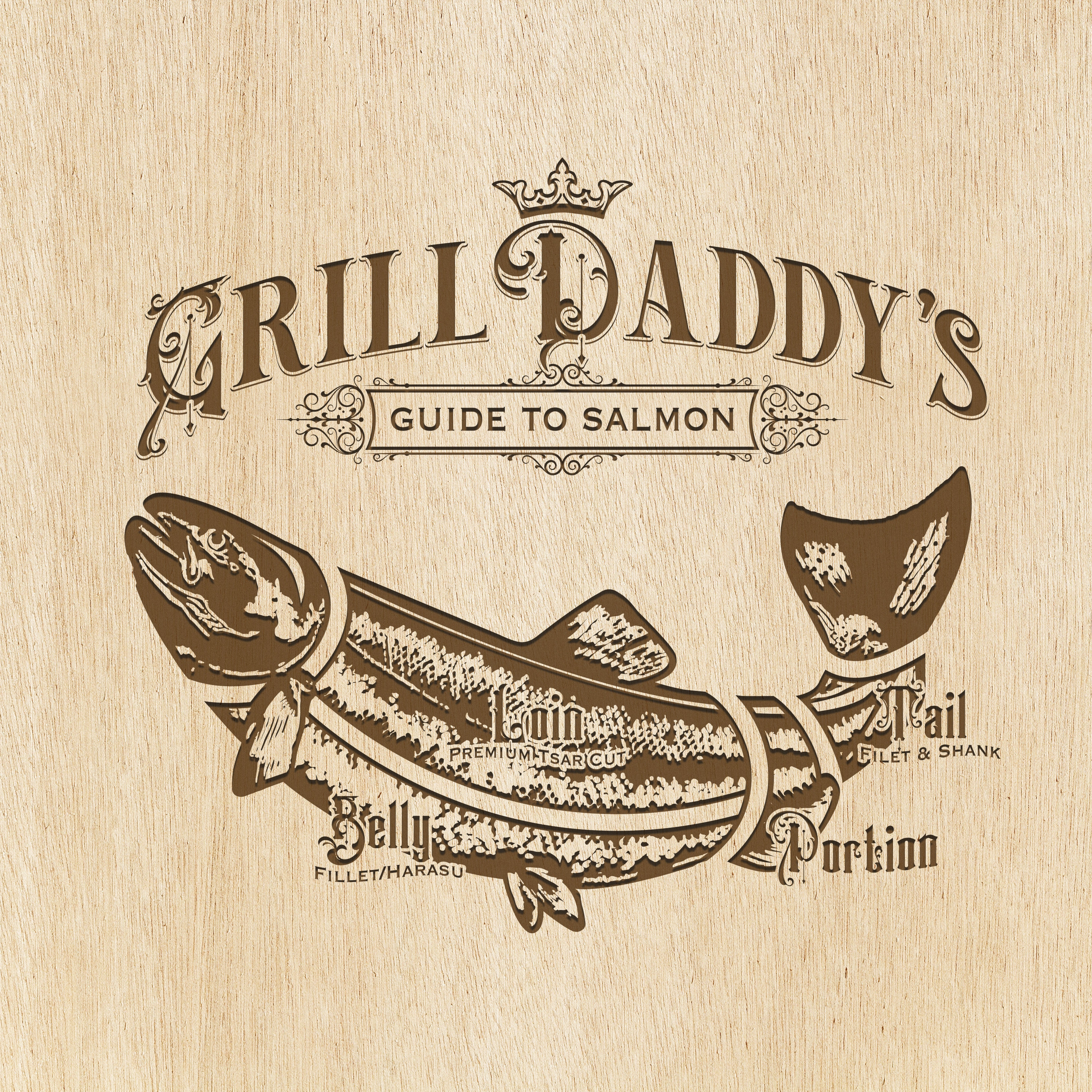 Vector File Salmon Fish Cuts Grill Daddy Cutting Board Gift for Him ...