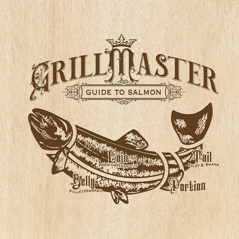 Vector File Salmon Fish Cuts Grill Master Cutting Board Gift - Etsy