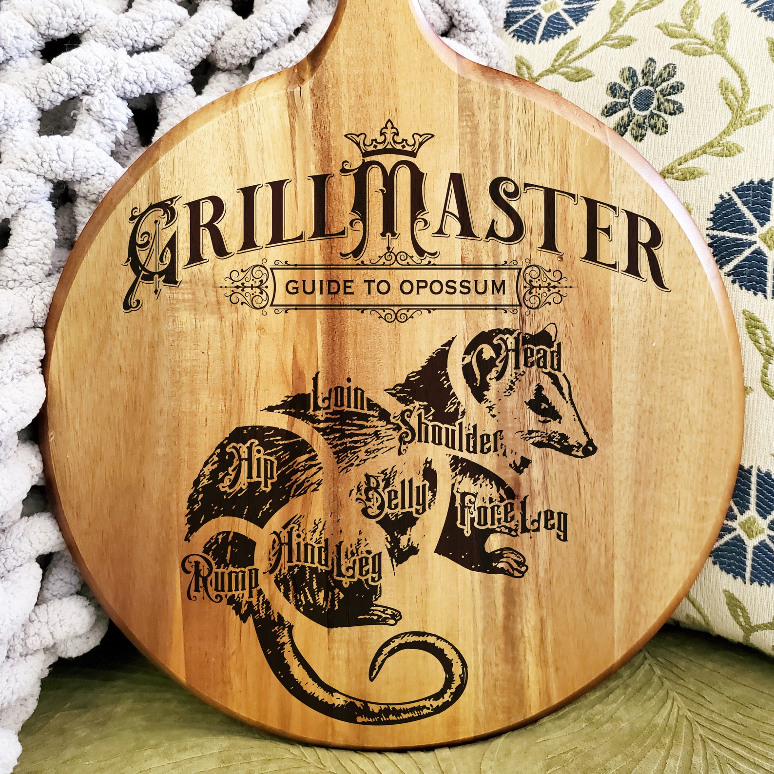 Vector File Opossum Possum Meat Cuts Grill Master Cutting Board ...