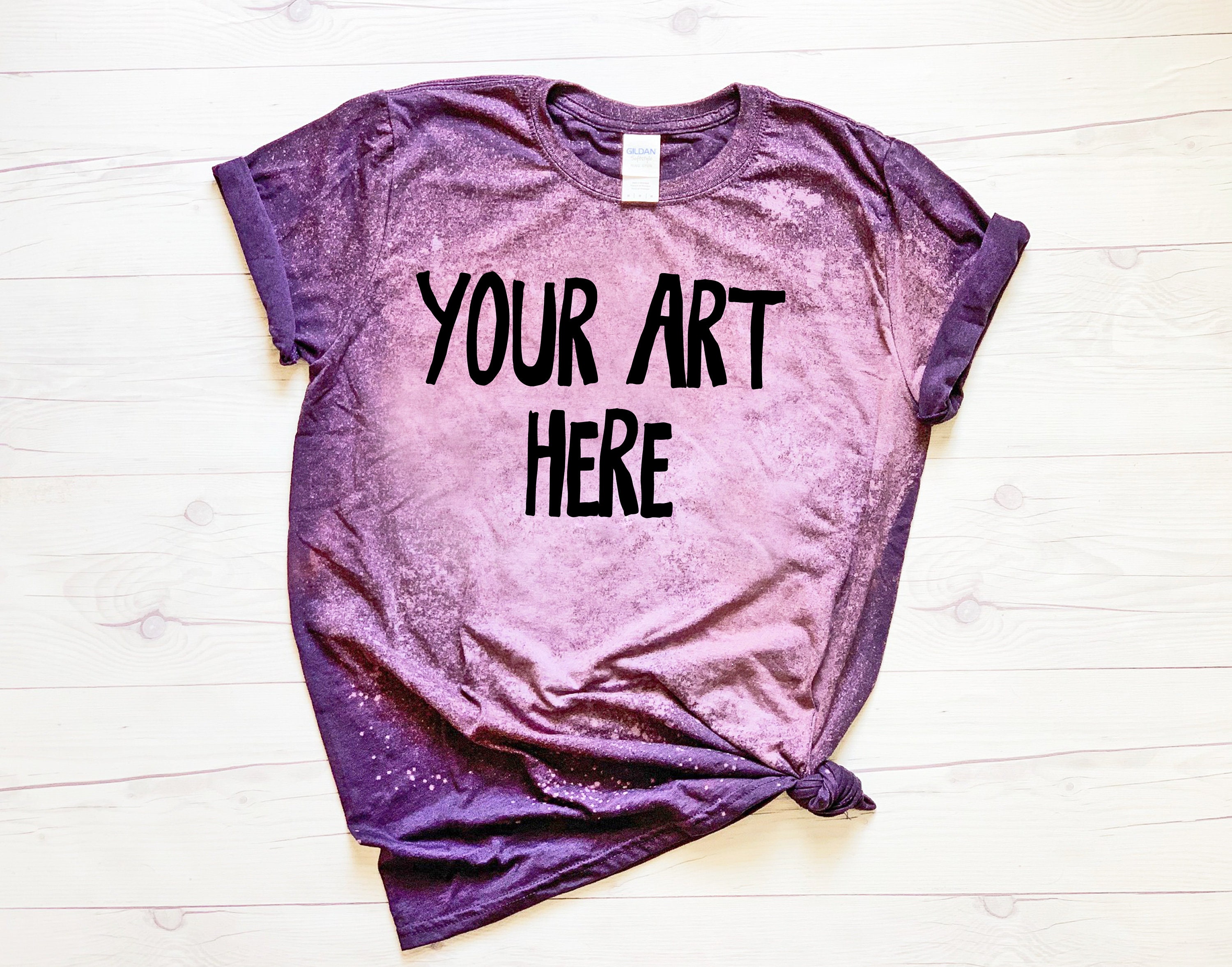 BLEACHED Tee Shirt Mockup Mock up Bleach Tee Flat Lay Gildan 6400 ...